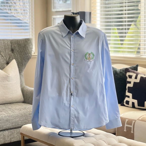 Gucci | Shirts | Mens Gucci Embroidered Lyre Placed Fil Coupe Dress ...